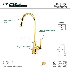 KINGSTON BRASS KS2192NML Magellan Cold Water Filtration Faucet, Polished Brass