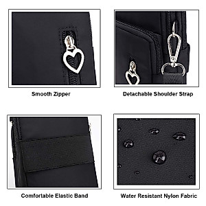Women Crossbody Cell Phone Purse Wallet Case Wristband Armband Bag for Samsung Galaxy S23 Ultra S22 Ultra S21 Ultra Note 20 A14 A13 A03S A53 5G, iPhone 14 Pro Max, Moto G Stylus 2022 OnePlus (Black-L)