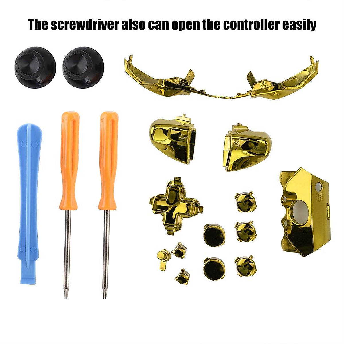 Elite Kit, X box One Elite Controller Accessories, X box Gaming Accessories, X BOX One Elite Controller Accessory Kit with Set Buttons, 2 x Screwdriver, 1 x Wrench for X box 360 Controller.(金色)