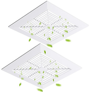 Baquler Exhaust Bathroom Fan Cover Bathroom Ceiling Fan Grille with Springs Plastic Replacement Vent Fan Fits Models 663 670 671 675 688 689 Ventilation Fan Plastic Cover White(2 Pcs,11 x 11'')