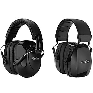 ProCase Noise Reduction Ear Muffs, NRR 28dB Shooters Hearing Protection Headphones Bundle with NRR 35dB Professional Noise Cancelling Ear Defenders for Construction Work Shooting Range Hunting