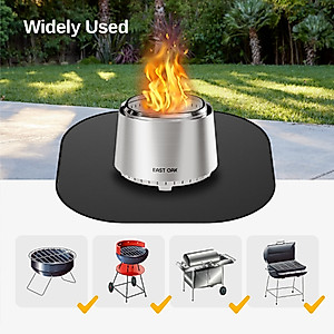 EAST OAK 36'' Fire Pit Mat for Low Smoke Outdoor Firepit Wood Burning Campfire, Portable fire Pit, Charcoal Grills, Wood Pellet Smokers, for Patio, Backyard, Deck, Garden and Poolside Use, Black