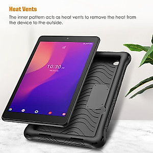Fintie Case for for Alcatel Joy Tab 2 Tablet 8-inch 2020 Release (Model: 9032Z) - [Built-in Kickstand] Anti Slip Kids Friendly Shockproof Silicone Protective Cover (Black)