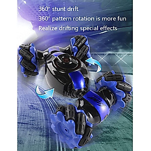 RC Stunt Car, Twisted Car Deformable All-Terrain Off Road Car 360° Flips Double Sided Rotating Race Car with Gesture Sensor Watch Lights for Kids E91