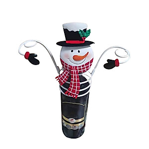 Darzheoy Christmas Holiday Wine Bottle Glass Holders, Snowman Santa Claus Gnome Organizer Rack, Christmas Home Decor Kitchen Storage Bar, Wine Cellar, Cabinet, Pantry,Rack Bar (Snowman)