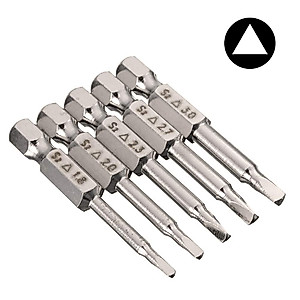 Mesee 5 Pcs Magnetic Triangle Head Screwdriver Bit Set, S2 Steel Triangular Screwdriver Bits 1/4 Hex Shank Triangle Drill Bit, 50mm length