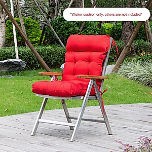 ARTPLAN Outdoor Cushions of Adirondack Chair with High Back Wicker Tufted Pillow for Outdoor Furniture Set of 1, 44"X21"X4", Red