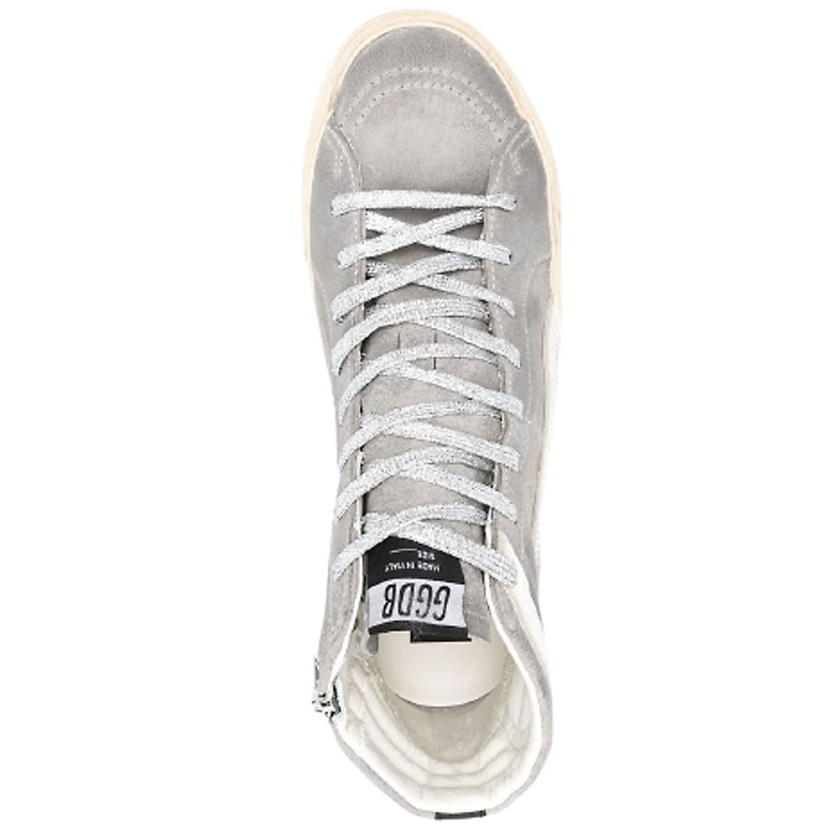 Golden Goose Slide Waxed Suede Upper Leather Star and List Laminated Wave Mens Sneakers-44 Grey