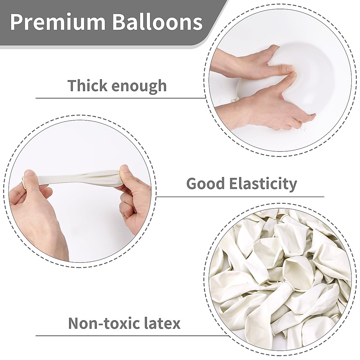 RUBFAC 65pcs White Latex Party Balloons, 12 Inches Helium Party Balloons with Ribbon for Wedding, Birthday, Graduation, Baby Shower, Bridal Shower