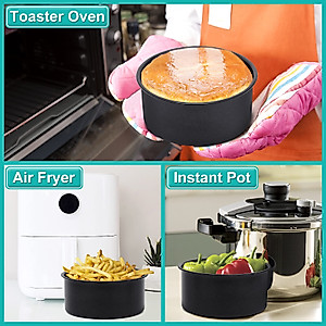 E-far 6 x 3 Inch Cake Pan Set of 3, Deep Stainless Steel Small Round Cake Pans Tin for Baking Birthday Wedding Layer Cakes, Stainless Steel Core & Non-toxic Nonstick Coating, Deep & Straight Side