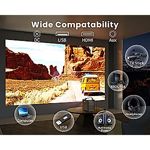 Mini Smart Projector Native 1080P, ETOE D2 Pro Portable Projector Android TV 10.0 with Prime Video, Netflix, Disney+, Video Projector 5G WiFi Bluetooth, Compatible with iOS/Android/Windows/USB