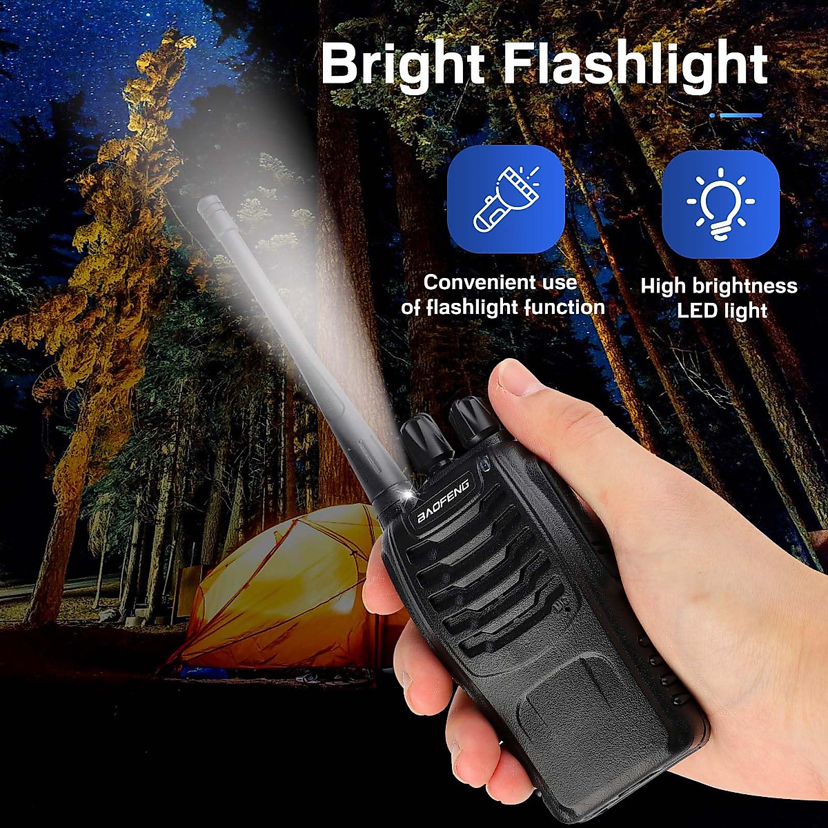 Baofeng Walkie Talkies 888S Rechargeable Long Range with Earpieces for Adults, 16 Channel Professional Radio Handheld Two Way Radios Li-ion Battery and Charger Included