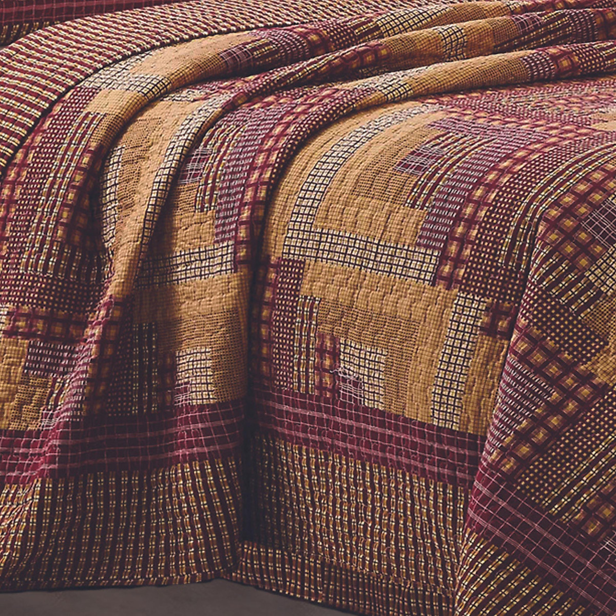 Virah Bella 2 Piece Full/Queen Lodge Quilt Bedding Set - Rustic Country Reversible Comforter Set with Decorative Pillow Shams - Montana Cabin: Red/Tan