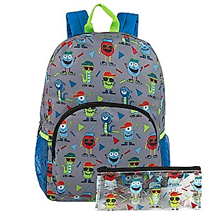 Trail maker Boys Backpack and Pencil Case Set for Kindergarten, Elementary School, 17 Inch Kids Backpack with Side Pockets (Spirited Sports Fans)