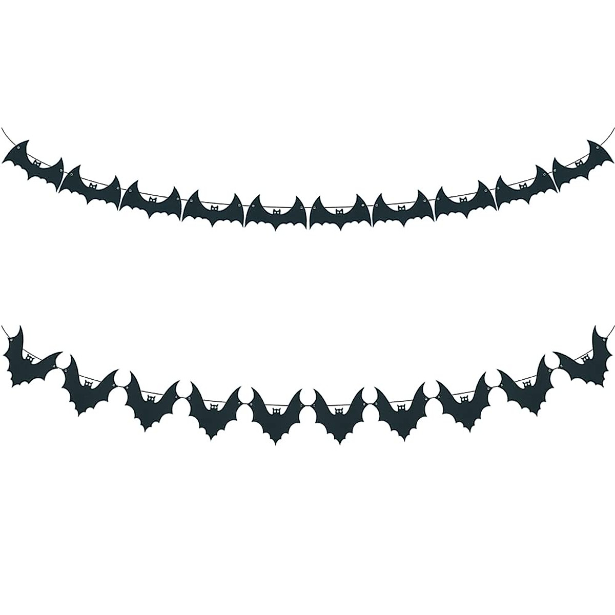 SaktopDeco 2 Pack Felt Black Bat Garland Banner Flying Bats for Fireplace Haunted House Halloween Themed Party Decorations