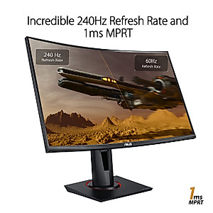 ASUS 27” 1080P TUF Gaming Curved HDR Monitor (VG27VQM) - Full HD, 240Hz, 1ms, Height Adjustable, Black