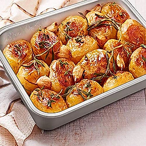 Lasagna Pan, Rectangular Cake Pan Roaster Pasta Baking Cookie Sheet Pan Stainless Steel, Heavy Duty & Durable