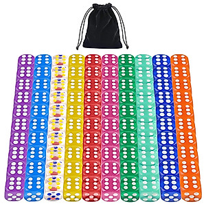 Deamos 6 Sided Dice Set 10 Colors Transparent Acrylic Dice for DND, MTG, RPG, Tenzi, Yahtze, Bunco, Table Borad Games, Math Teaching (100)
