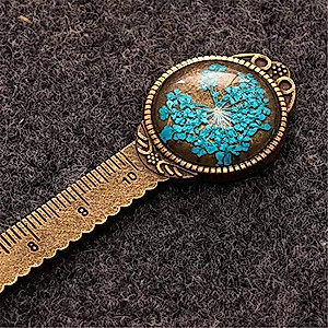 Gandhanra 9PCs Multifunction Ruler Bookmarks Bulk,Unique Vintage Bronze Dried Immortal Flowers Book Mark for Kids,Students,Teacher