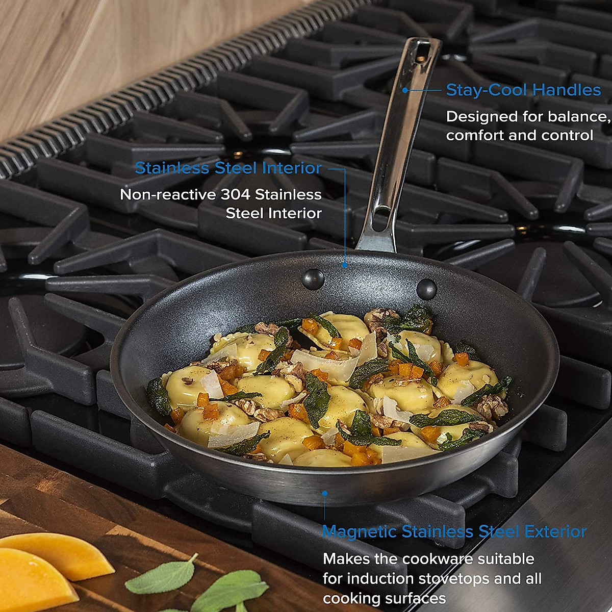 VIKING Culinary Professional 5-Ply Stainless Steel Nonstick Fry Pan, 10 Inch, Ergonomic Stay-Cool Handle, Dishwasher, Oven Safe, Works on All Cooktops including Induction