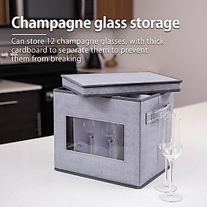 VENO 2 Pack Champagne Flutes Storage Box w/ Lid, Handles, Stemware Transport and Protection, China Storage Containers, Glassware Moving Boxes, Packing Supplies, Cardboard Dividers for 12 Glasses (Champagne Flute – set of 2)