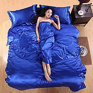 Cotton Home Depot Ultra Soft Luxurious Satin Silk Comforter- 1 Piece Comforter Bedding Set Royal Blue, Queen ( 88 x 88 ) Inches