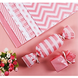 MAMUNU 120 Sheets Light Pink Tissue Paper Set, Metallic Gold Design Gift Wrapping Tissue Paper for Home, Kitchen, Packing, DIY Crafts (20 Sheets Each of 6 Patterns, 50CM X 35CM)