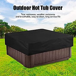 Mothinessto Spa Bath Rainproof Cover, Tear Resistant Dustproof Outdoor Spa Tub Cover 190 Silver Coated Polyester Taffeta for Garden(Black)