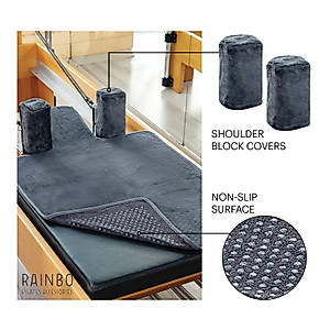 Pilates Reformer Non-Slip Mat Towel (Included 2 Pcs Shoulder Block Covers) (DARK GREY)