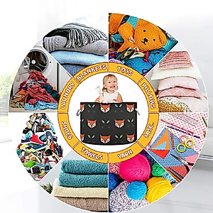 visesunny Storage Basket Foxes Arrow Animal Nursery Hamper Canvas Fabric Toy Storage Organizer Bin Storage Box Laundry Basket for Kid Rooms,Playroom,Shelves,Toy Basket