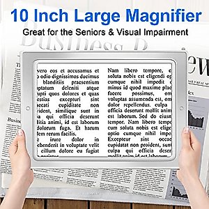 Magnifying Glass with Light and Stand, Silver 4X Page Magnifier for Reading, Foldable 50 LED Large Magnifying Glass Ideal for Seniors, 2 Power Options, 3 Usage Modes