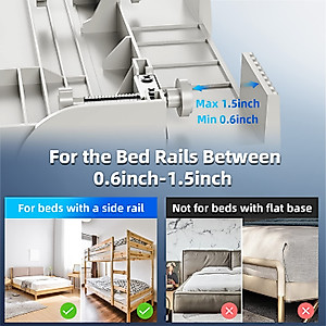 Yunerz Bedside Shelf, Foldable Bunk Bed Shelf Organizer, Clip On Nightstand for College Dorm Room Essentials Table Caddy with Cup/Cord Holder for Bunk Organizer Bedroom Students