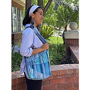 Original Collections Turquoise Embroidered Peace and Sunrise Crossbody Sling Boho Purse Handbag