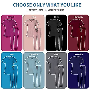 VIAOLI Scrubs for Women Set Stretchy V-Neck Scrubs Top and Jogger Pants with Drawstring 8 Pocket Womens Scrubs (Light Blue,S,Small)