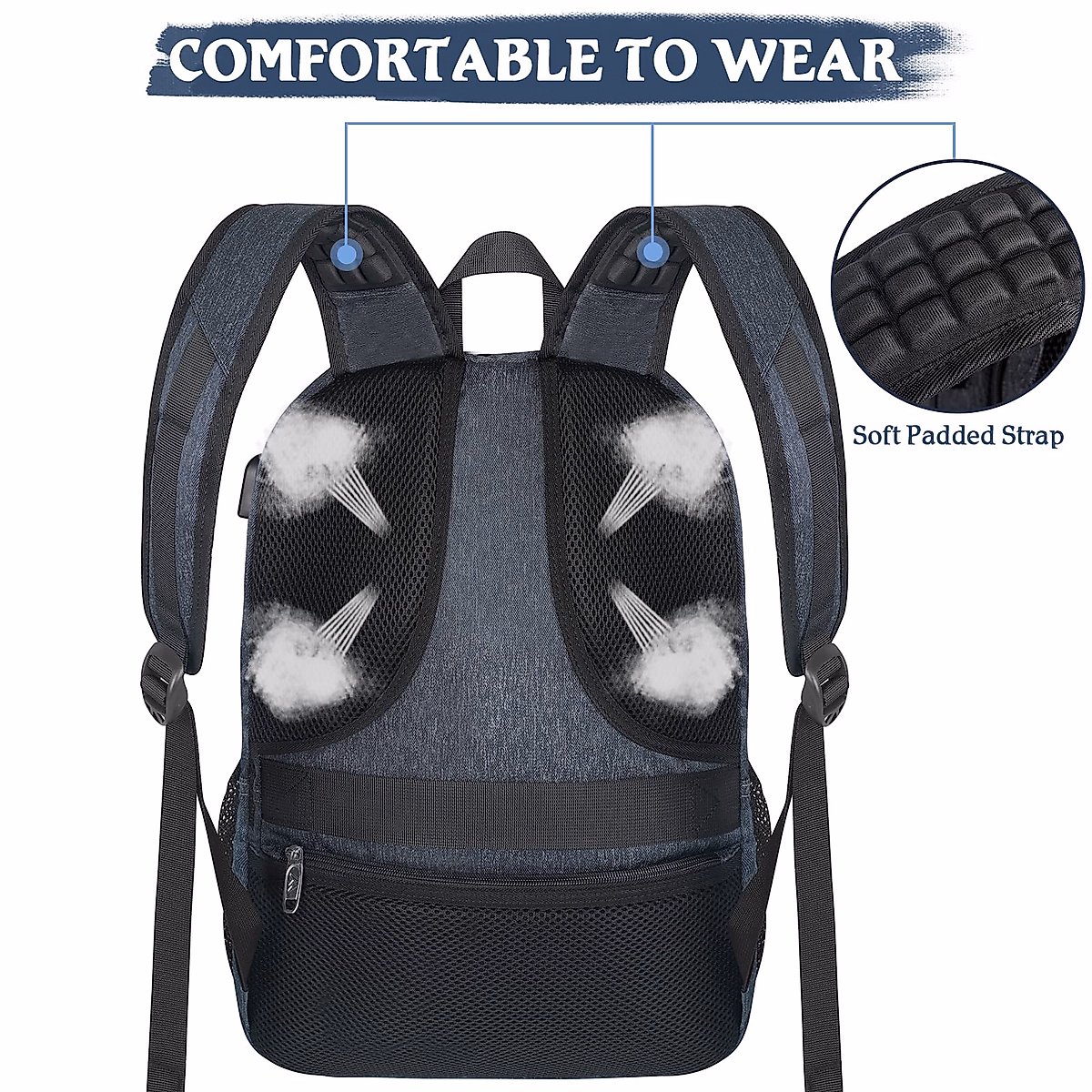 MATEIN Lightweight Backpack for Travel, Anti Theft 15.6 inch Laptop Backpack with Soft Padded Straps, Business Computer Bag with USB Charging Port Water Resistant College School Bookbag for Men Women