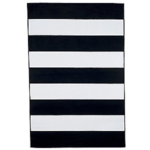Lavish Home Breton Stripe Area Rug, 5' by 7'7", Black/White