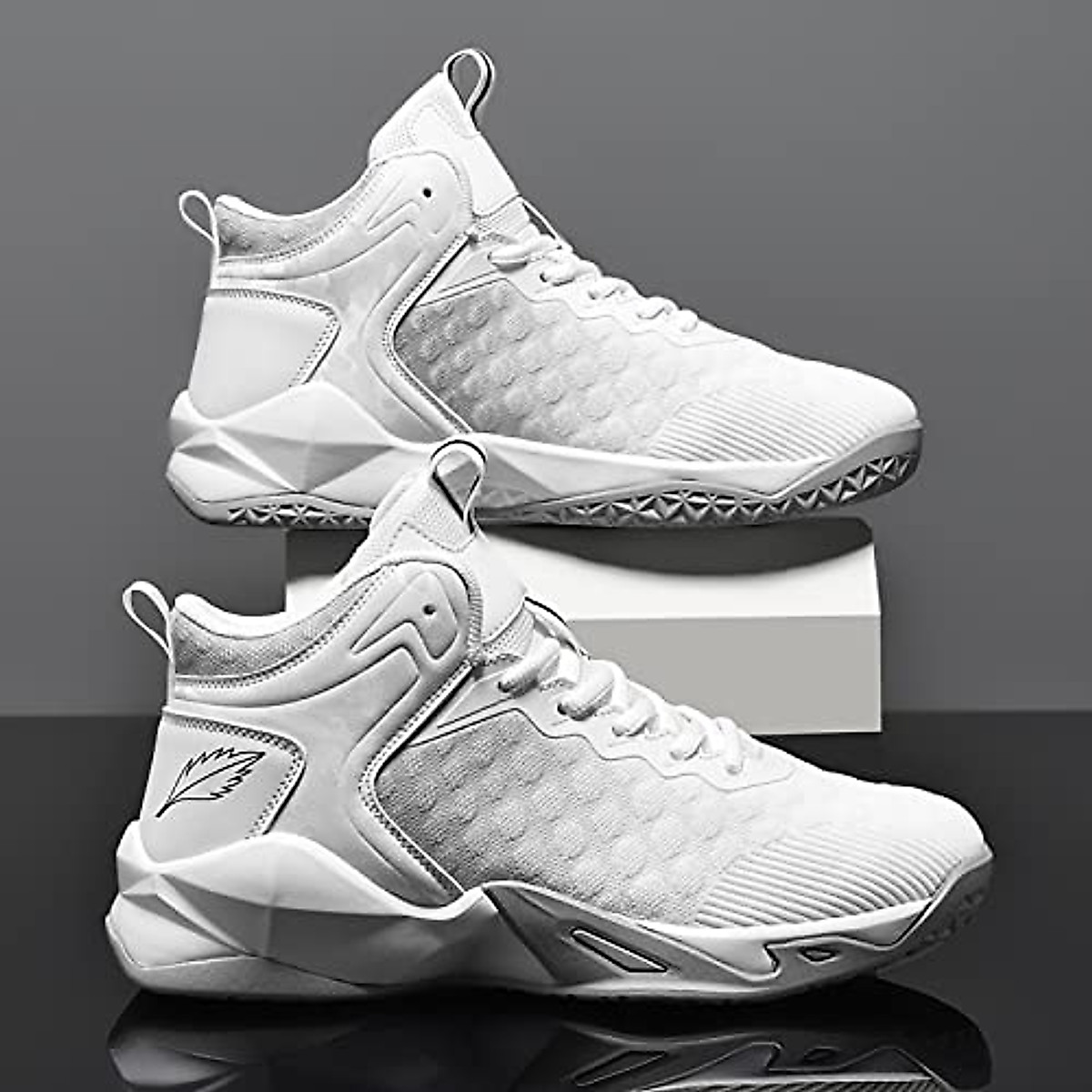 CJSPORX Mens Basketball Shoes Anti Slip Fashion Sneakers Zapatos de Hombre White-5 Size 8.5