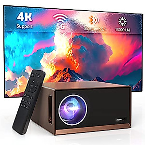 XIDU Native 1080P Projector 15000LM, 5G Wi-Fi, USB C to HDMI Cable 6ft 4K@60Hz and Outdoor Movie Projector, Dolby_Sound Support.