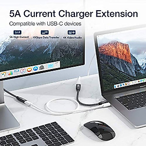 LEIRUI USB C 10Gbps Data Transfer, 100W Fast Charging, 4K 60Hz Video Output Extension Cable, 1 Feet, USB Type C Male to Female