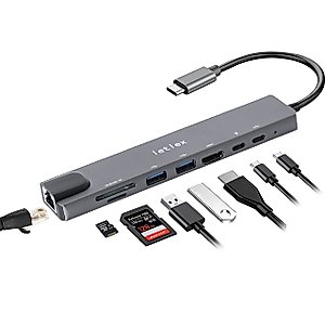 USB C Hub Docking Station, USB C Adapter with 4K HDMI, 1* USB 3.0, 1* USB 2.0, TF/SD Reader, Ethernet, 90W Power Delivery Compatible with MacBook Pro, Surface Pro, iPad Pro and Other Type C Devices