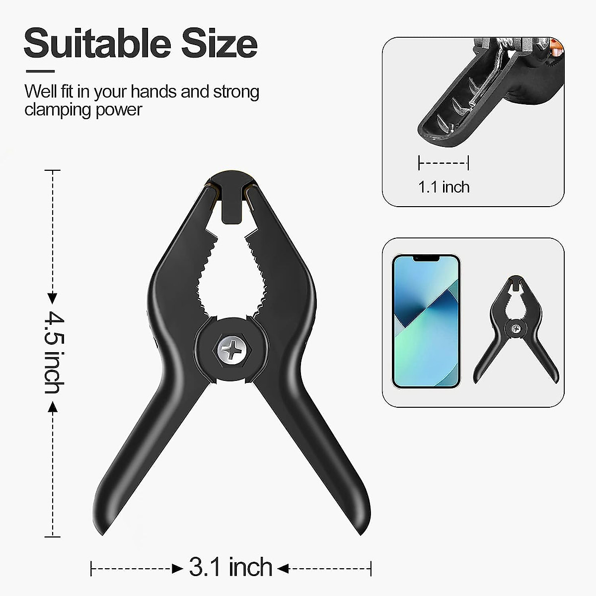 EMART 6 Pack Heavy Duty Muslin Spring Clamps, 4.5 inch Photo Booth Backdrop Clips for Photography Studio - Black