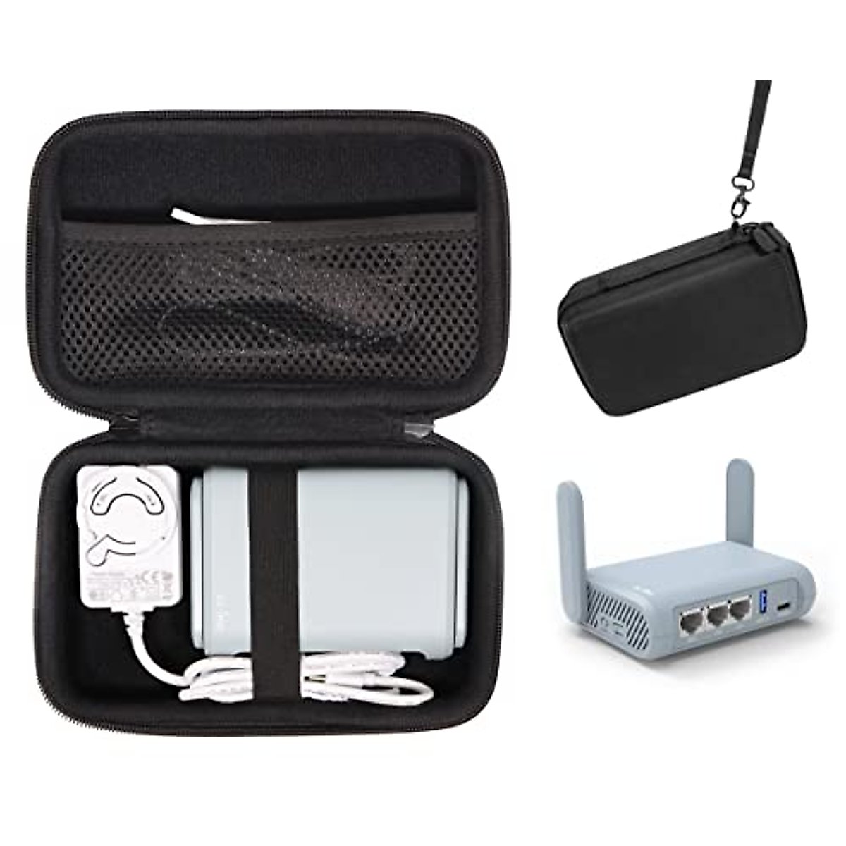 CaseSack case for GL.iNet GL-MT1300 (Beryl) VPN Secure Travel Gigabit Wireless Router and AC Adapter, Also for GL-AR750S-Ext, GL-AR750, GL-MV1000