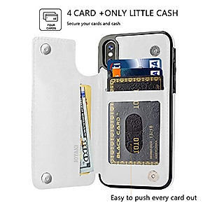 JOYAKI iPhone X/XS Wallet Case - Slim Leather with Card Holder & Free Screen Protector, 5.8 inch - White