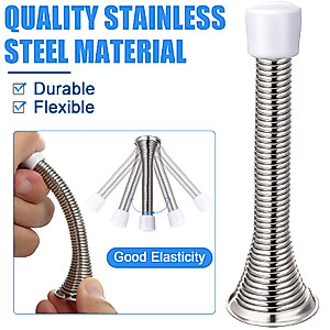 36 Pieces Spring Door Stopper Brushed Satin Door Stop for Wall 3-1/8 Inch Flexible Heavy Duty Wall Protector Doorstop with Rubber Bumper Tips (Brushed Silver)