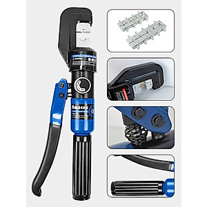 AMZCNC Hydraulic Crimping Tool and Cable Cutter Hydraulic Cable Lug Crimper 8 US TON 12 AWG to 00 (2/0) Electrical Terminal Cable Wire Tool Kit with 9 Die