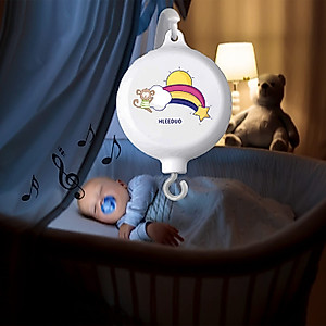 HLEEDUO Crib Mobile Motor, Music Box Spinner with 2 Modes（Turn & Music,Turn Only, Volume Control,12 Lullabies,Portable Sound Machine Baby Sleep,Battery Operated