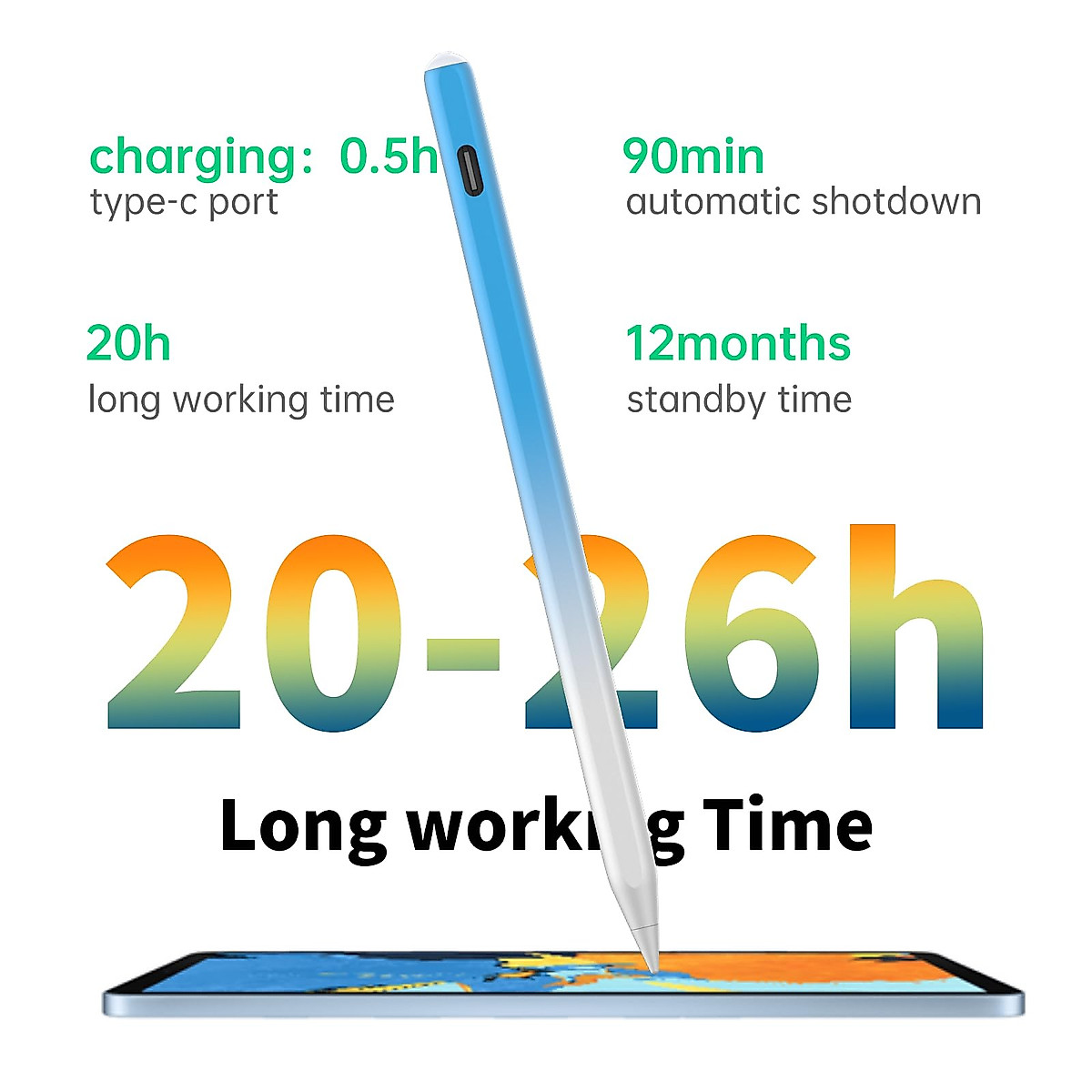 Stylus Pen for Apple iPad 13/12.9/11-inch, iPad Air M2 2024 for 13/11-inch, iPad Pro Pencil 3/4/5/6th Generation, iPad 10th-6th Gen, Compatible (2018-2024) with Fast Charging & Palm Rejection