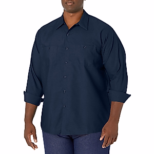 Red Kap Men's Industrial Work Shirt, Regular Fit, Long Sleeve, Navy, X-Large
