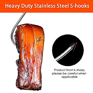 Smoker Meat Hooks 8'', Heavy Duty Hook, Stainless Steel Butcher S-Hooks Meat Hooks for Smoker, Meat Hooks Butchering, Chicken Hunting Ribs Fish Beef Poultry Hanging Grill Hook , BBQ(8 inch 5pack)