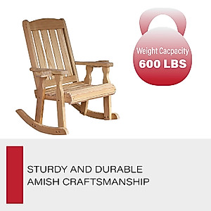 Amish Casual Heavy Duty 600 Lb Mission Pressure Treated Rocking Chair with Cupholders (Unfinished)